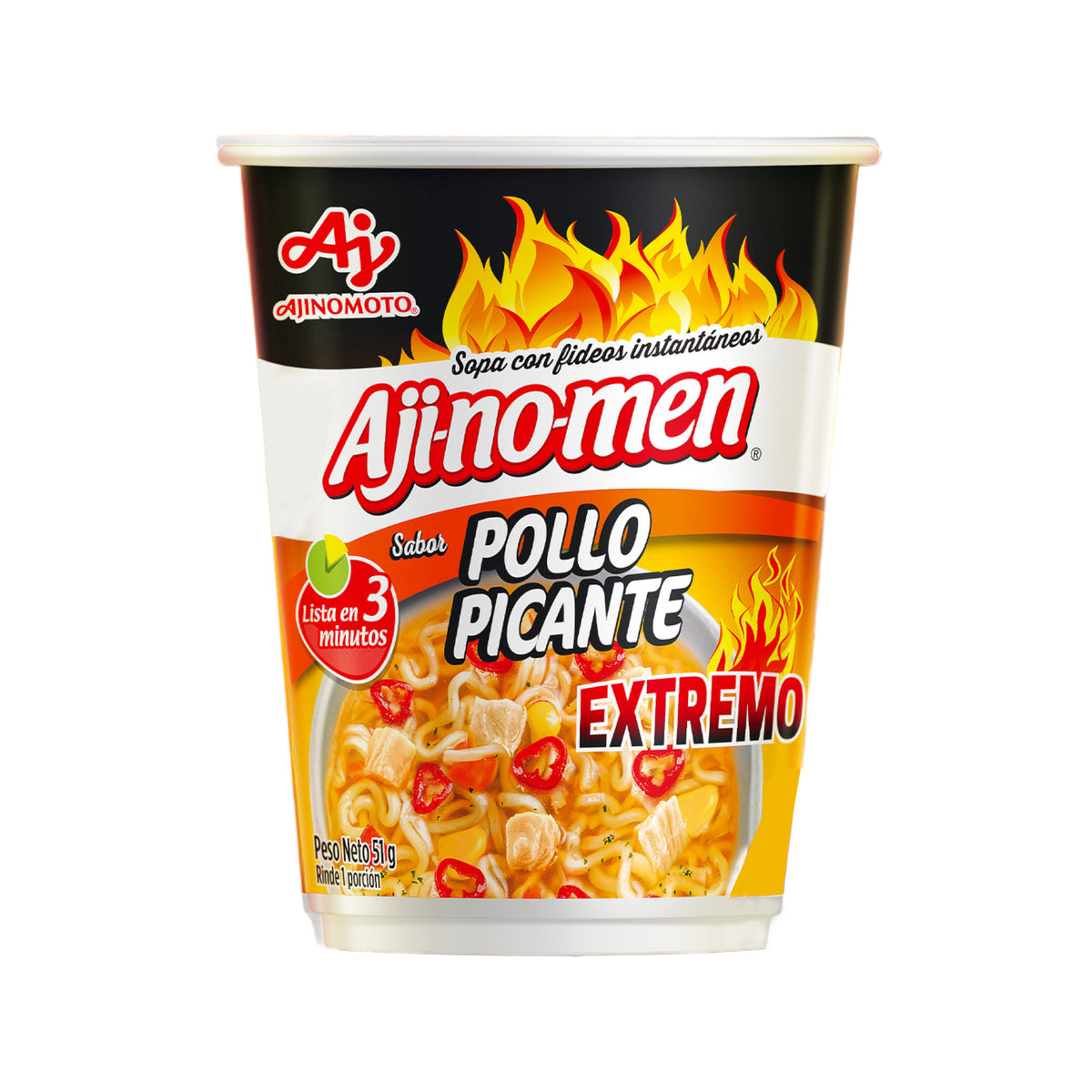 Sopa Ajinomen Instantánea Vaso Pollo Picante Extremo X 51G — Amarket